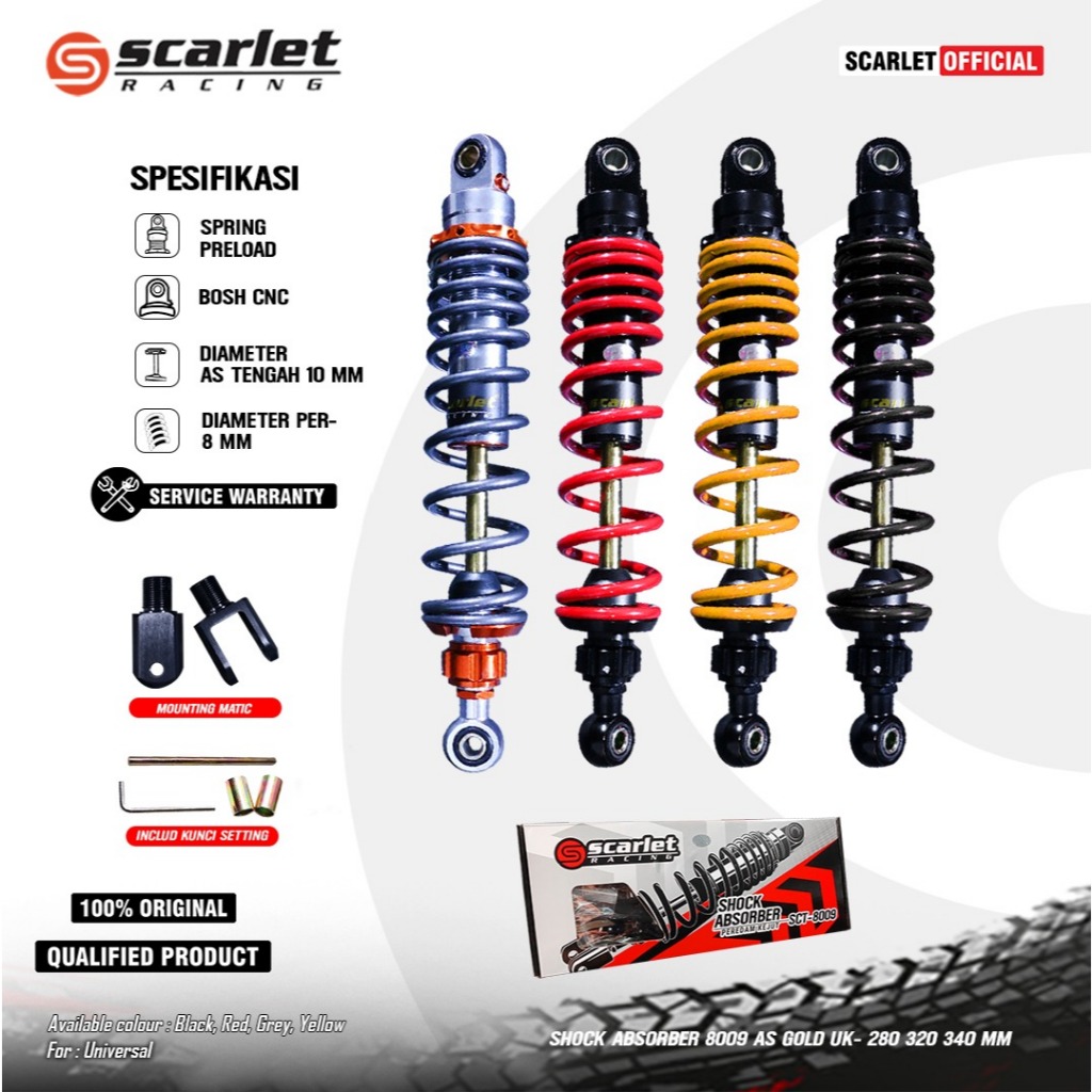Jual Scarlet Racing - Shock Shockbreaker Absorber 8009 AS Gold (O+U) Uk ...