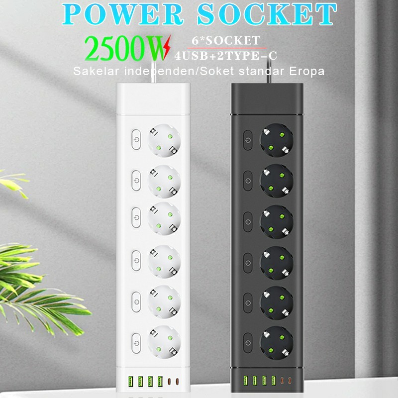 Jual Powerport Soket Listrik Eropa 2500W Soket standar Soket dengan saklar independen Power ...