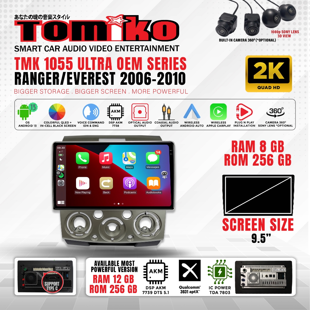 Jual Head Unit Android Tomiko TMK 1055 ULTRA OEM Series for Ranger ...