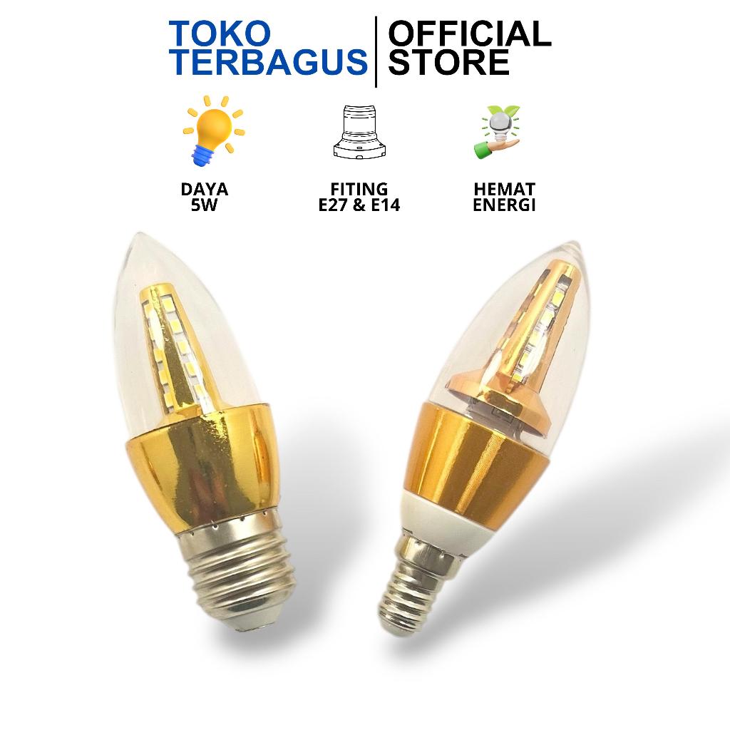 Jual LED CANDLE 5W Fitting E14 PUTIH KUNING WARM WHITE LAMPU HIAS 5 W Watt Fiting E 14 LILIN ...