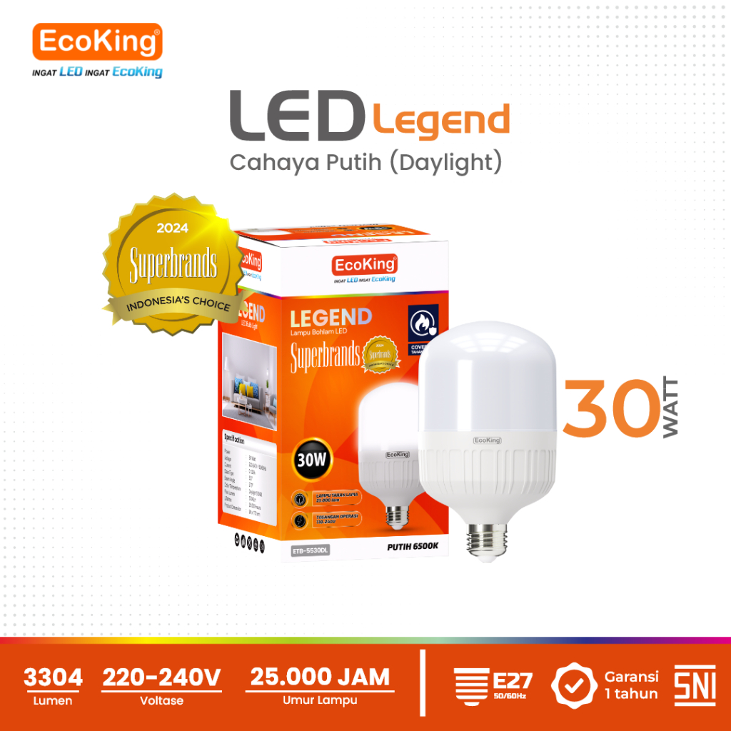 Jual EcoKing Lampu Bohlam Rumah Light Bulb LED Legend 30W Cahaya Putih ...
