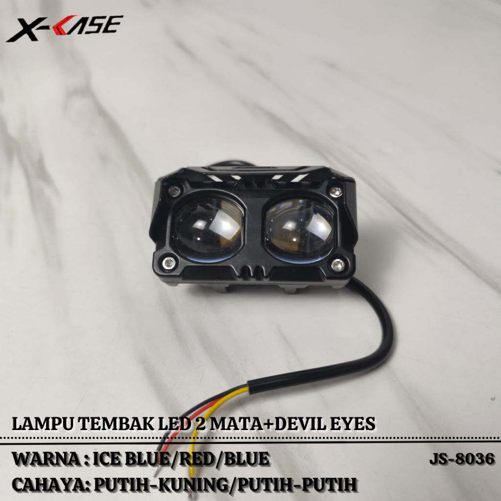 Jual Lampu Tembak X Case LED 2 Mata+Devil Eyes Universal | Shopee Indonesia