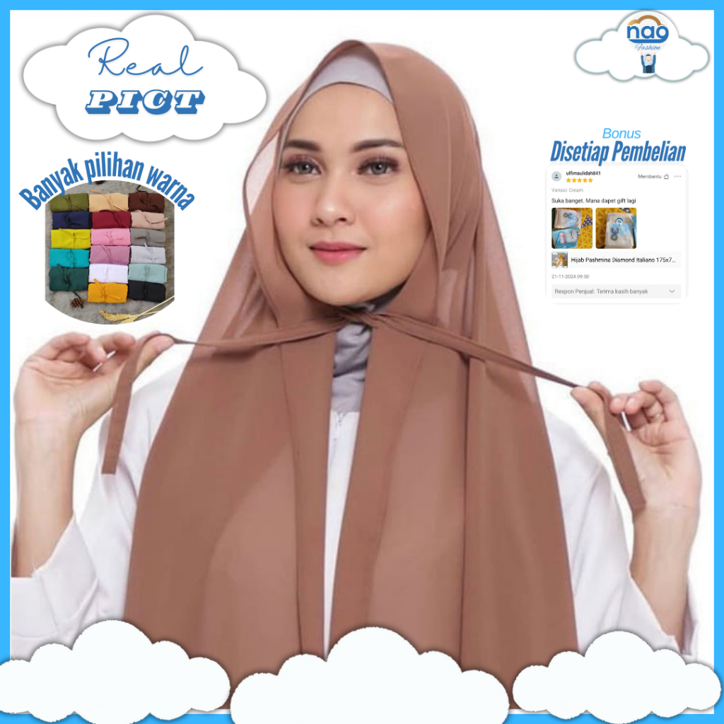 Jual Pashmina Tali Diamond Italiano 175x75 Jahit Tepi – Hijab Pashmina Simple Tanpa Jarum, Mudah ...
