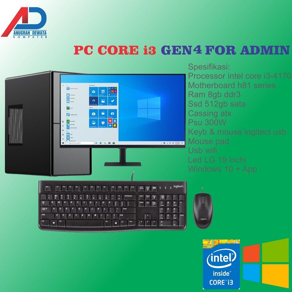 Jual KOMPUTER CORE I3 GEN4 RAM 8GB SSD 512GB LED 19 INCHI FULL SET ...