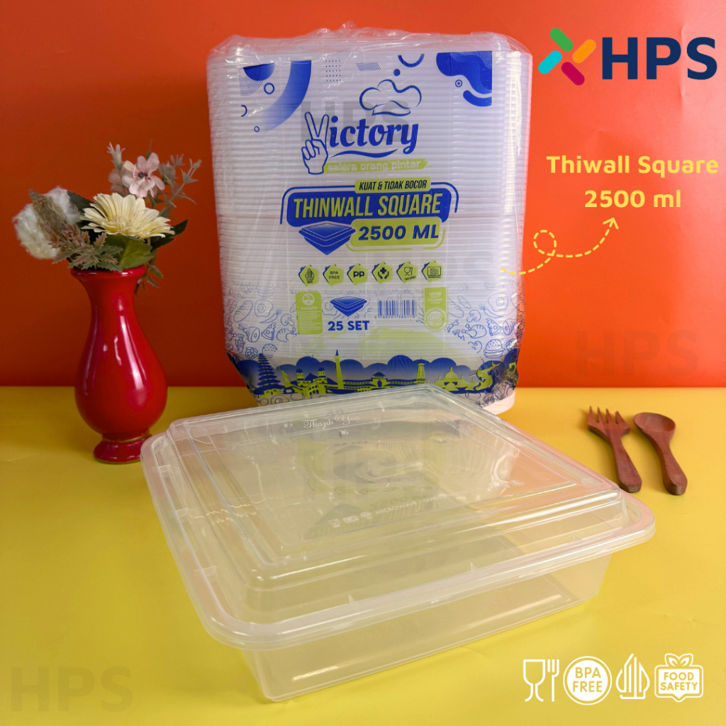 Jual Thinwall Square 2500 ML Container Makan Plastik Mika Take Away ...