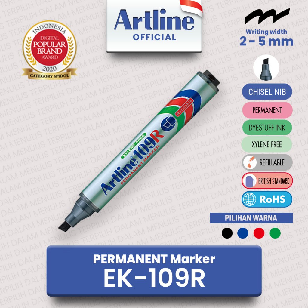 Jual (live) ARTLINE Spidol Permanent Marker EK-109R 2 | Shopee Indonesia