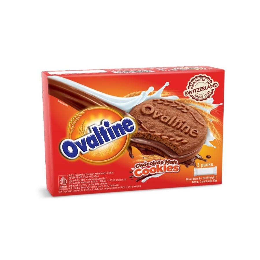 Jual Ovaltine Biskuit Chocolate Malt Cookies 120g ( 3 X 40G ) | Shopee ...