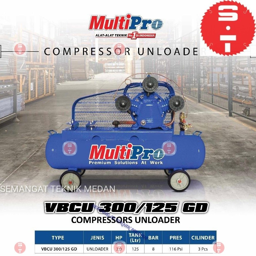 Jual VBC300/125 COMPRESSOR KOMPRESOR ANGIN UNLOADING 3HP MULTIPRO VBC ...