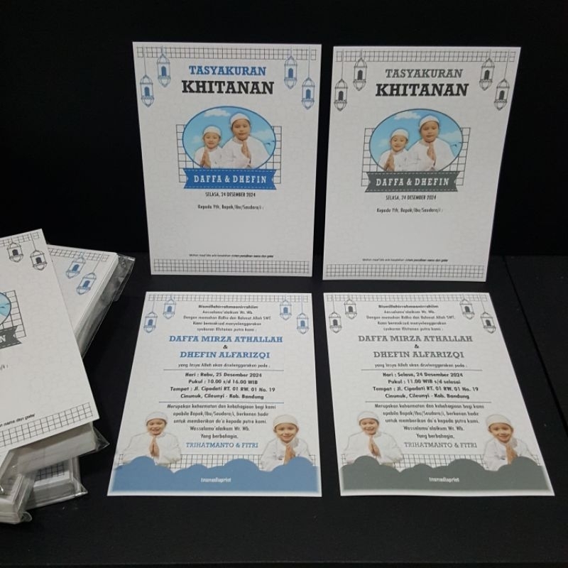 Jual kartu undangan khitanan 13x18 bahan jasmine free foto plastik ...