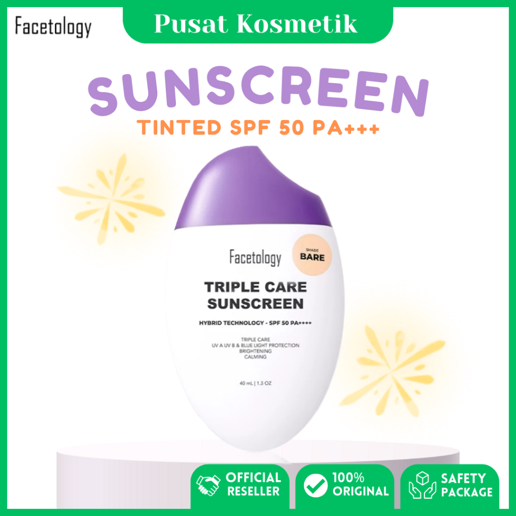 Jual Facetology Triple Care Sunscreen Tinted SPF 50 PA++++ 40ML ...