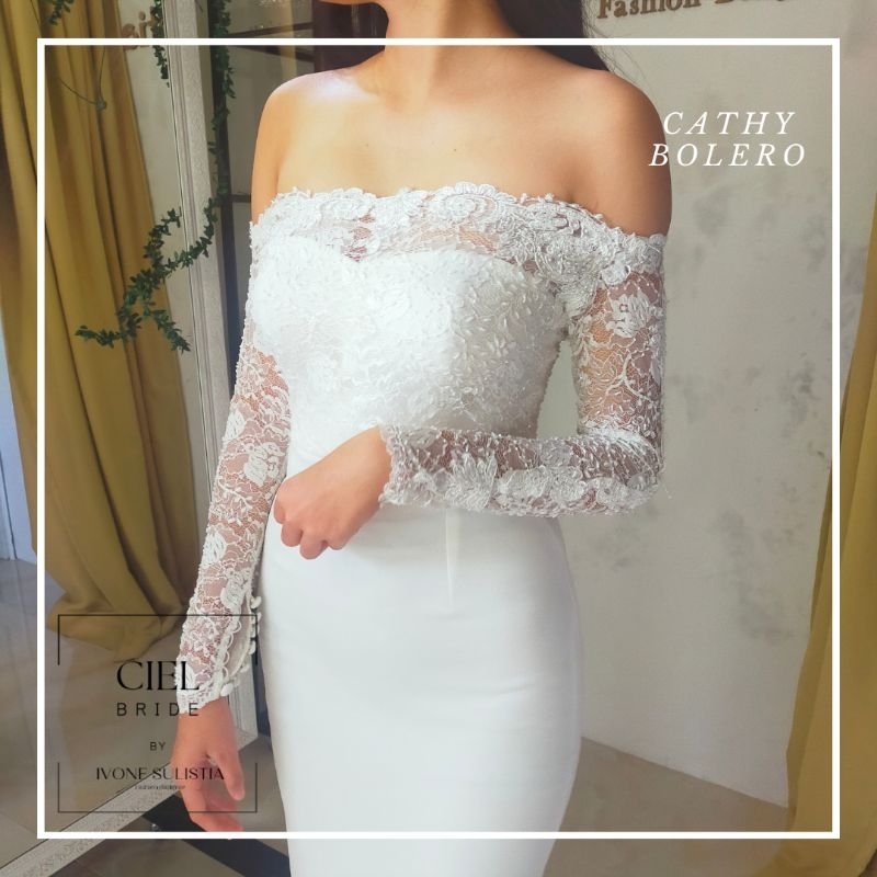 Jual Cathy Bolero sabrina lengan gaun pengantin Bride Dress hiasan ...