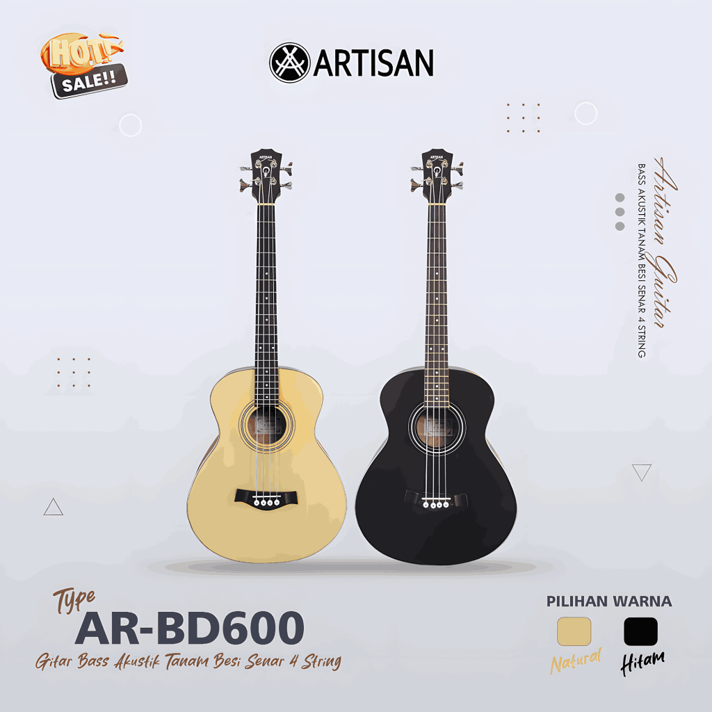 Jual ARTISAN Gitar Bass Akustik Tanam Besi AR - BD600 Senar 4 String ...