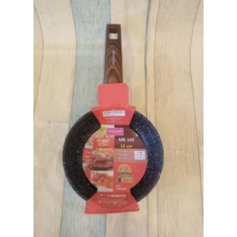 Jual Minowa Frying Pan Penggorengan Ceper Marble MC Handle Kayu 16cm ...