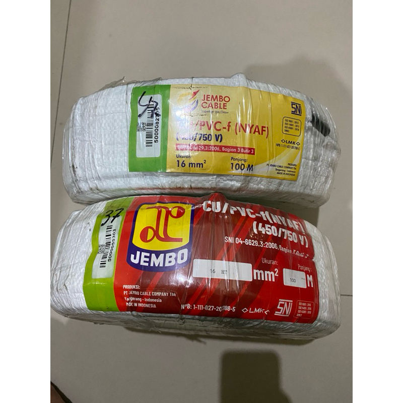 Jual KABEL JEMBO NYAF 16mm SNI PANJANG 100M HITAM SERABUT BARU GRESS ...