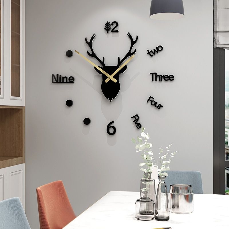 Jual Jam Dinding Quartz Creative Design Model Deer Head Jam Besar Model ...