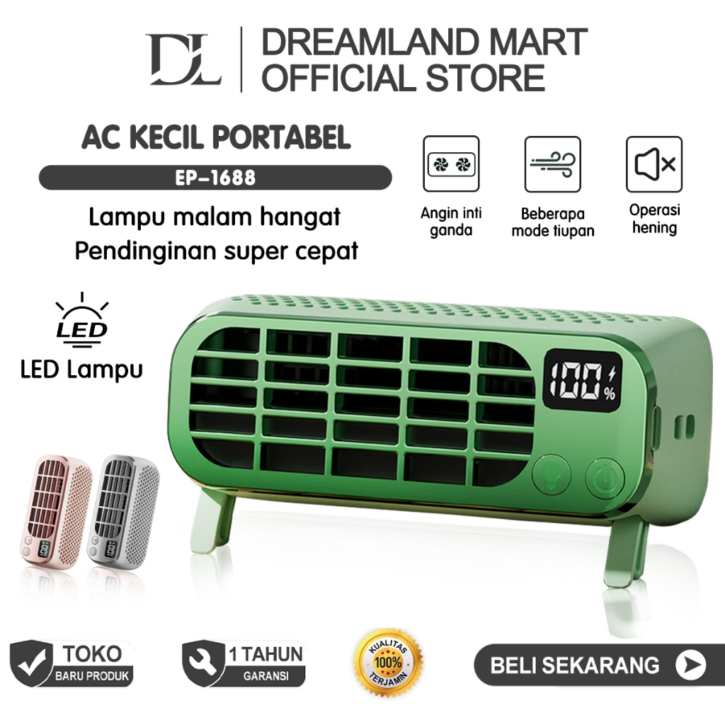 Jual DL Kipas Angin Mini Fans 5 kecepatan Hanging Neck Fan Rechargeable ...