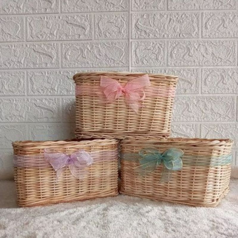 Jual Keranjang Kotak Rotan 20x20cm tanpa tangkai - Warna | Shopee Indonesia