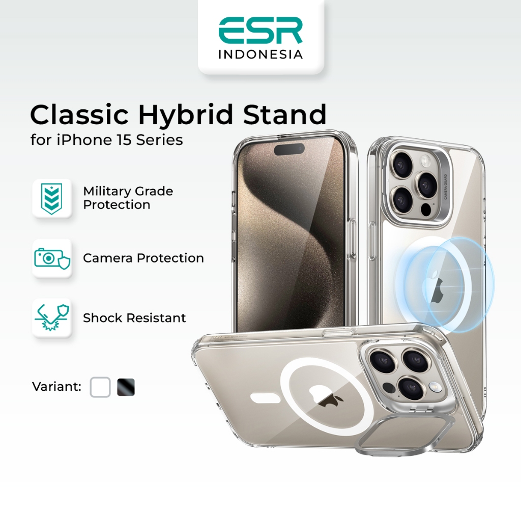 Jual ESR Classic Hybrid Case with Stash Stand HaloLock iPhone 15 Plus/Pro/ProMax Case Casing ...
