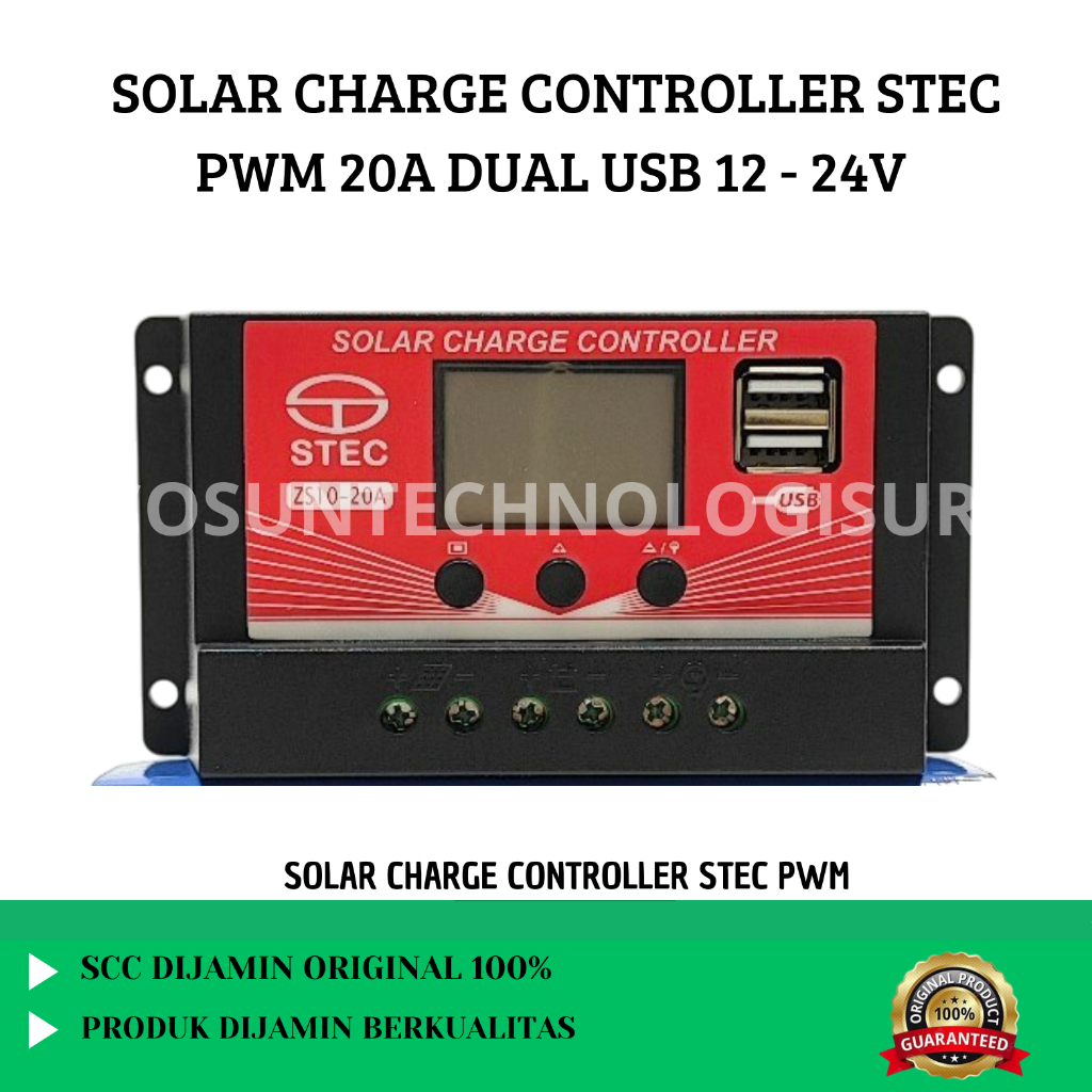 Jual SOLAR CHARGE CONTROLLER STEC | SCC PWM 20A DUAL USB 12 - 24V | Shopee Indonesia