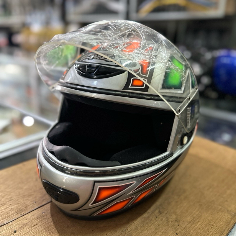 Jual Helm Full Face Index/Avex BS-10 Dewasa Import GRAY ORANGE | Shopee ...