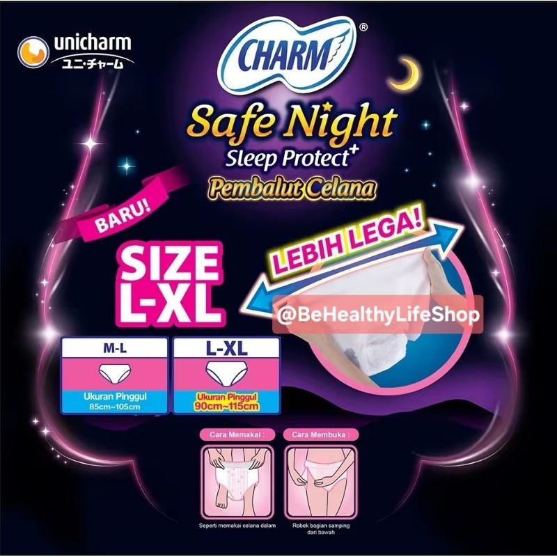 Jual CHARM Safe Night Sleep Protect+ Pembalut Celana ukuran M - L ...
