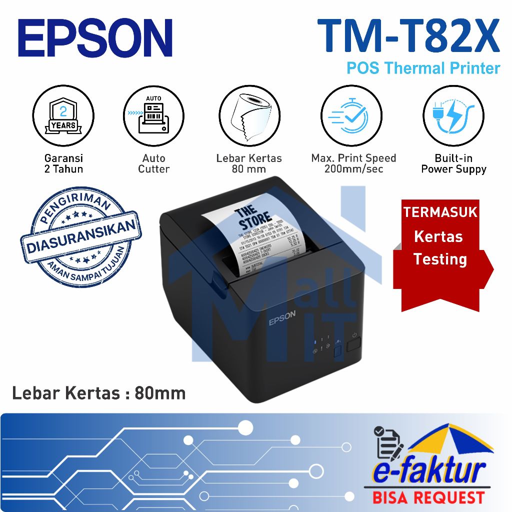 Jual MALLIT EPSON Printer Kasir Epson TM-T82X TMT82X THERMAL Usb/Serial ...