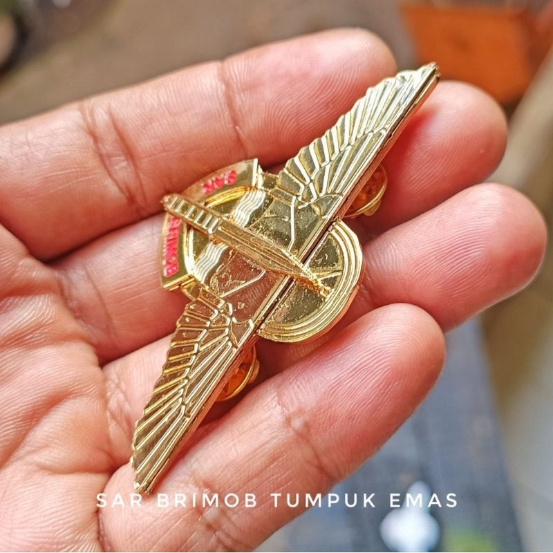 Jual Brivet/Brevet/Wing SAR BRIMOB Tumpuk 100% kuningan sepuh emas ...