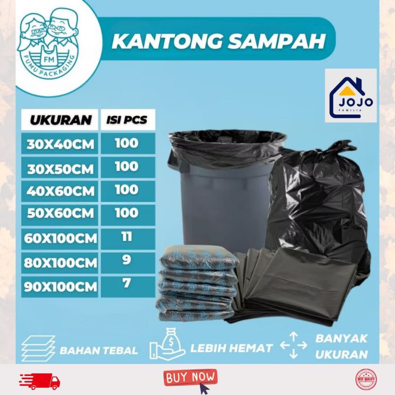 Jual Kantong Plastik Sampah/Trash Bag Kebersihan Hitam Ukuran 30Micron Murah | Shopee Indonesia