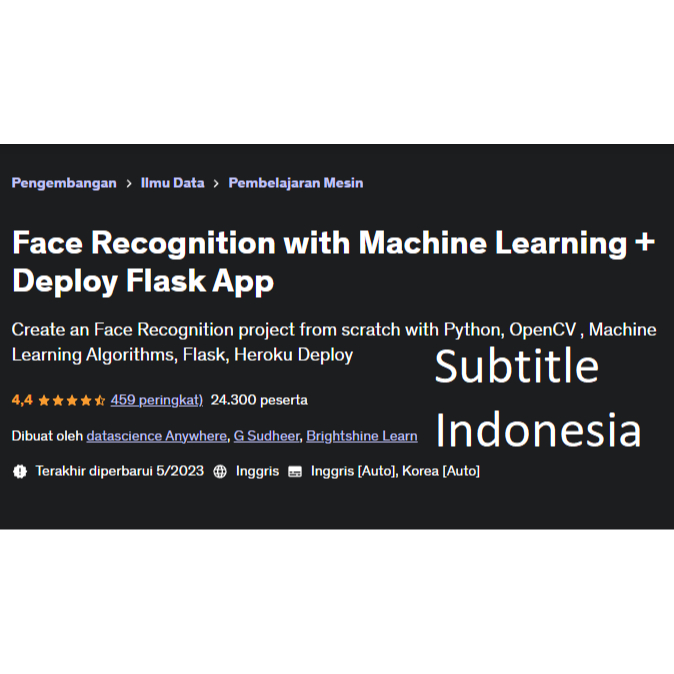 Jual Course Face Recognition with Machine Learning + Deploy Flask App | Shopee Indonesia