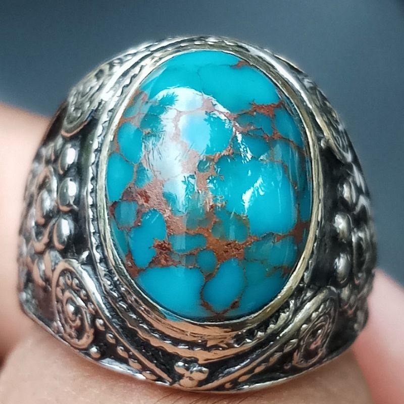 Jual Batu Akik Pirus Mesir Lawasan Royal Blue Mulus Klimis Glowing ...