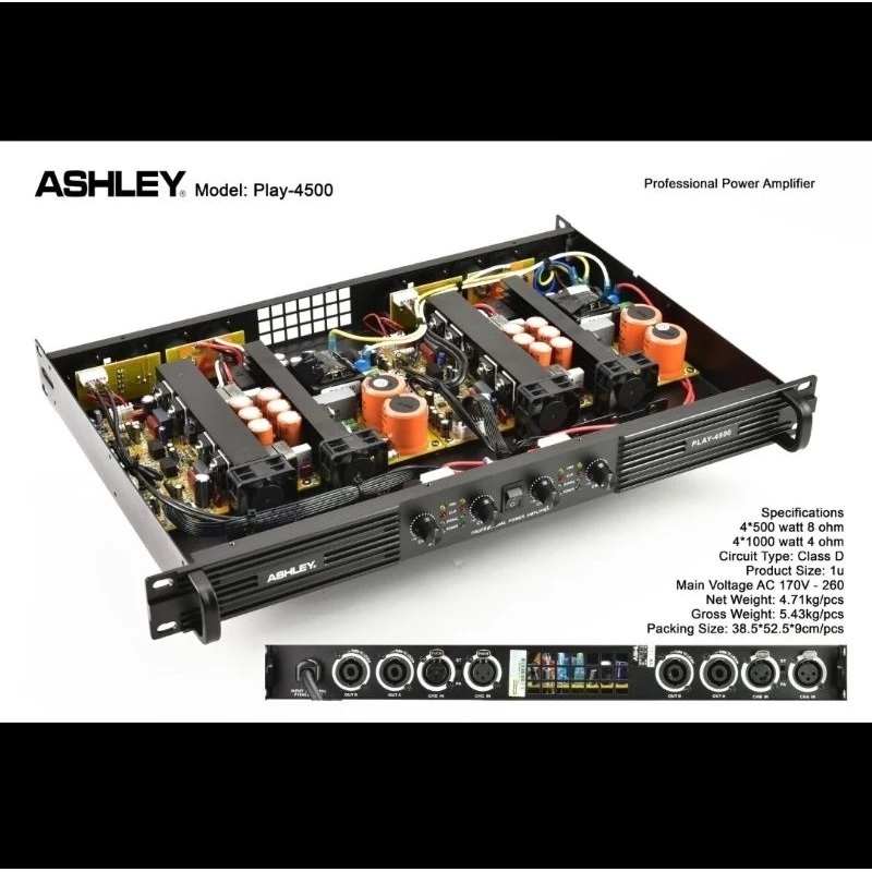 Jual POWER AMPLIFIER ASHLEY PLAY4500/PLAY 4500 4CH CLASS D ORIGINAL | Shopee Indonesia