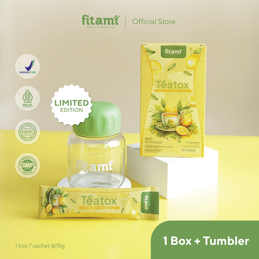 Jual Fitami Teatox Lemon Tea Detox Fiber Drink - 1 Box Isi 7 Sachet + 1 ...