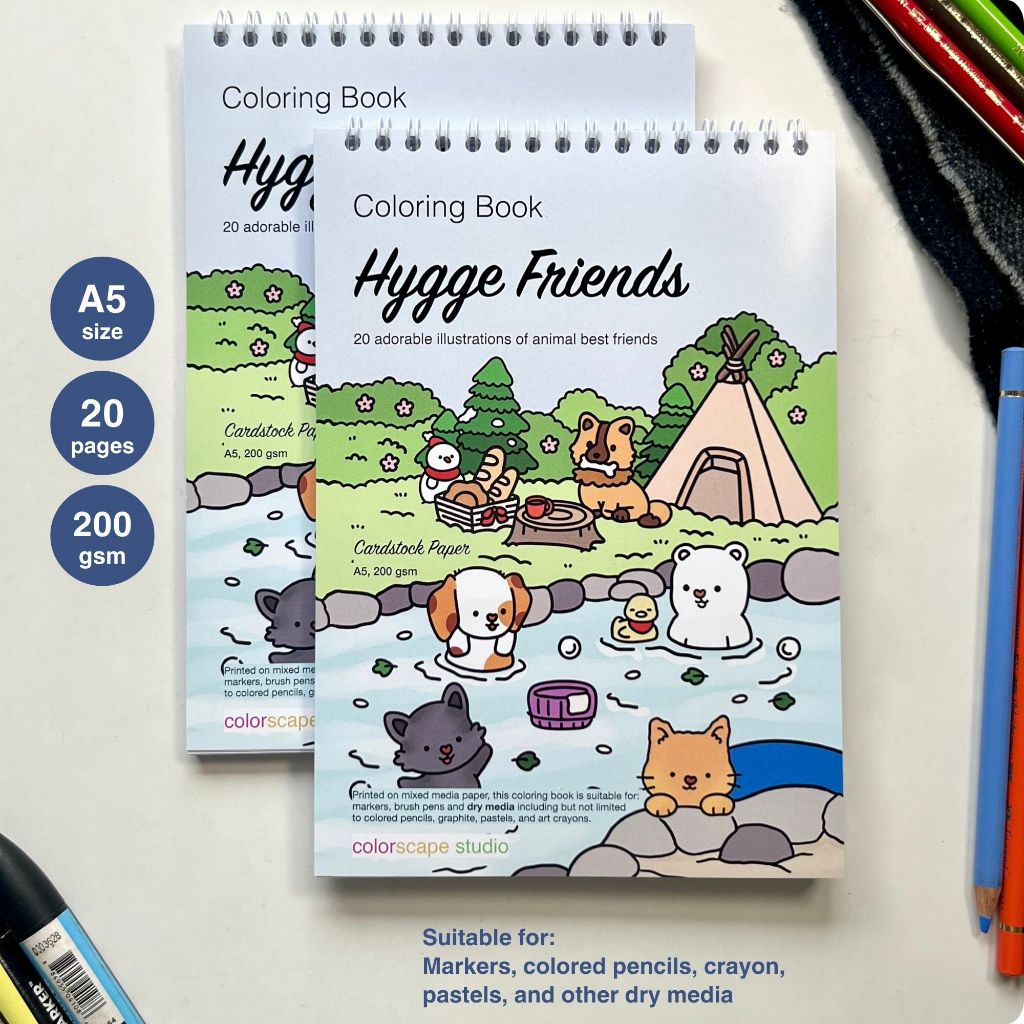 Jual Colorscape Hygge Friends Coloring Book - for Markers & MIxed Media ...