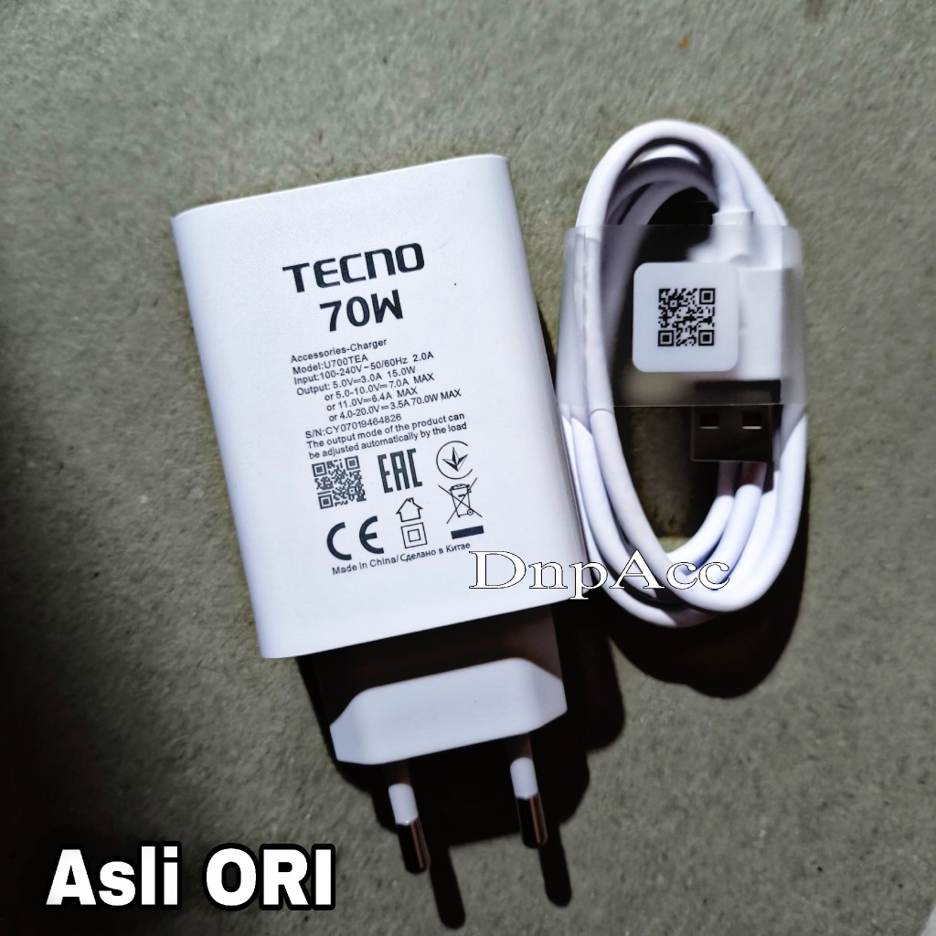 Jual Charger TECNO POVA 6 Fastcharging 70W Asli Original Tecno | Shopee Indonesia