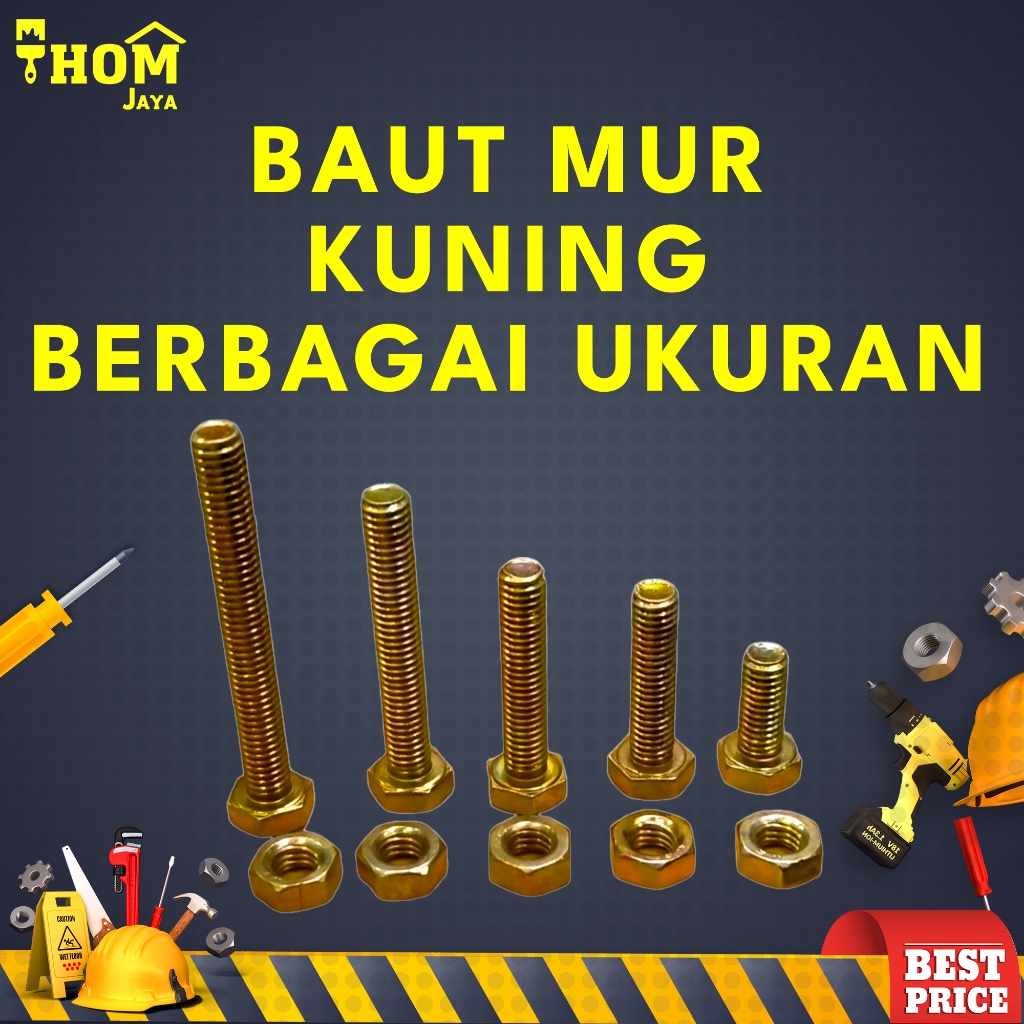 Jual BAUT MUR KUNING / BAUT MUR HEXAGON / BAUT MUR HEX - BERBAGAI ...