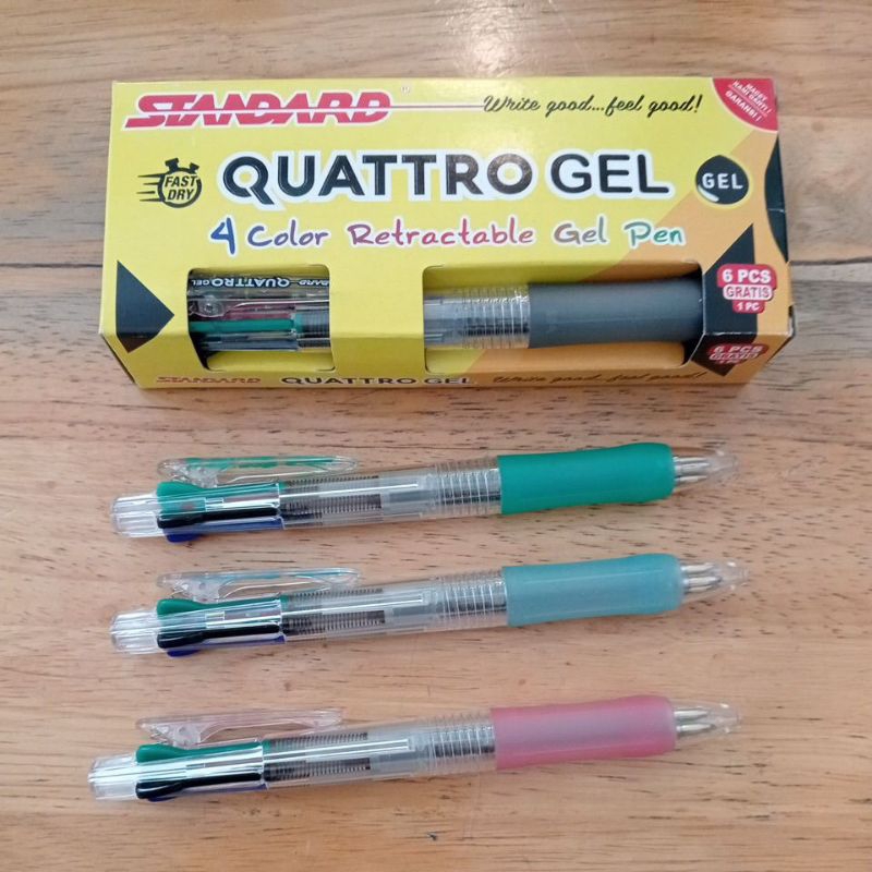 Jual Pulpen 4 warna tinta gel 0,5 Quattro Gel merek Standard 1 box ...