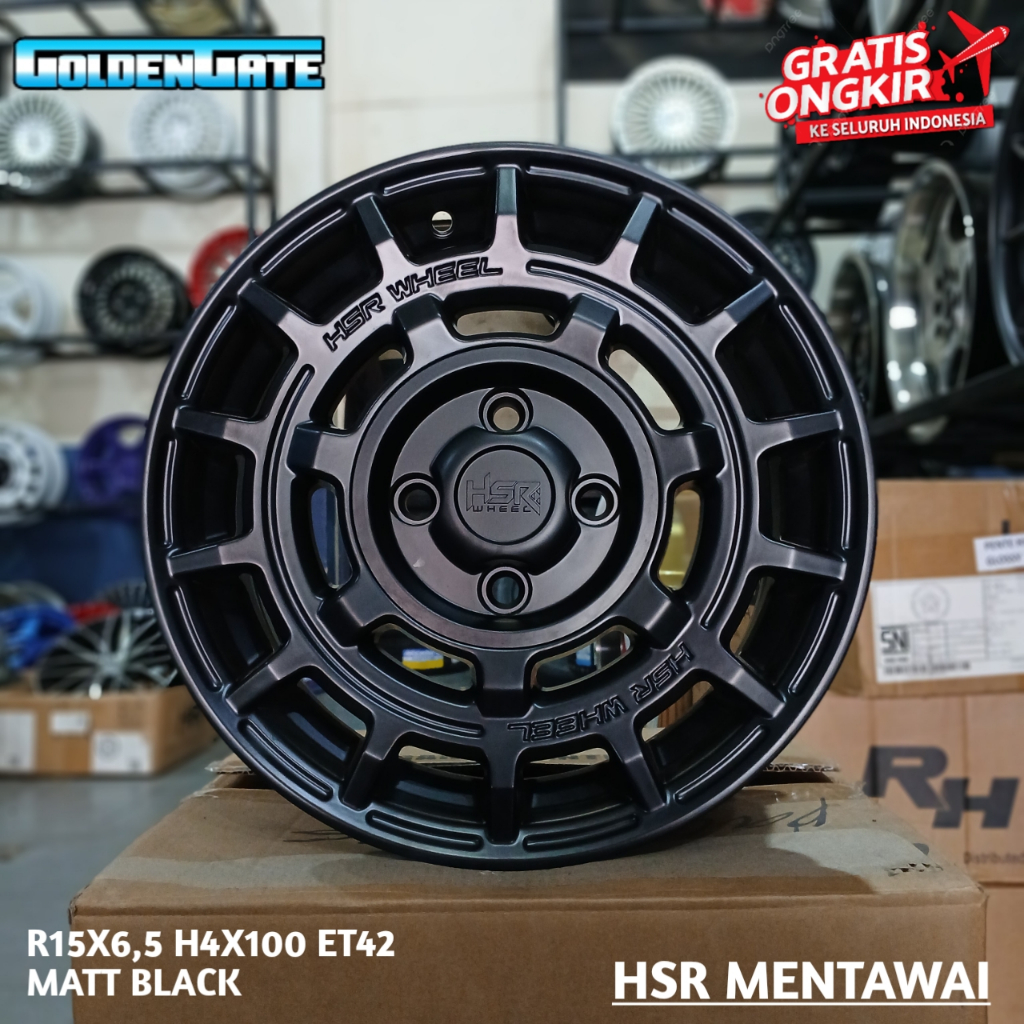 Jual Velg mobil ring 15 terbaru lebar 6,5 pcd 4x100 et42 matt black hsr mentawai untuk jazz ...