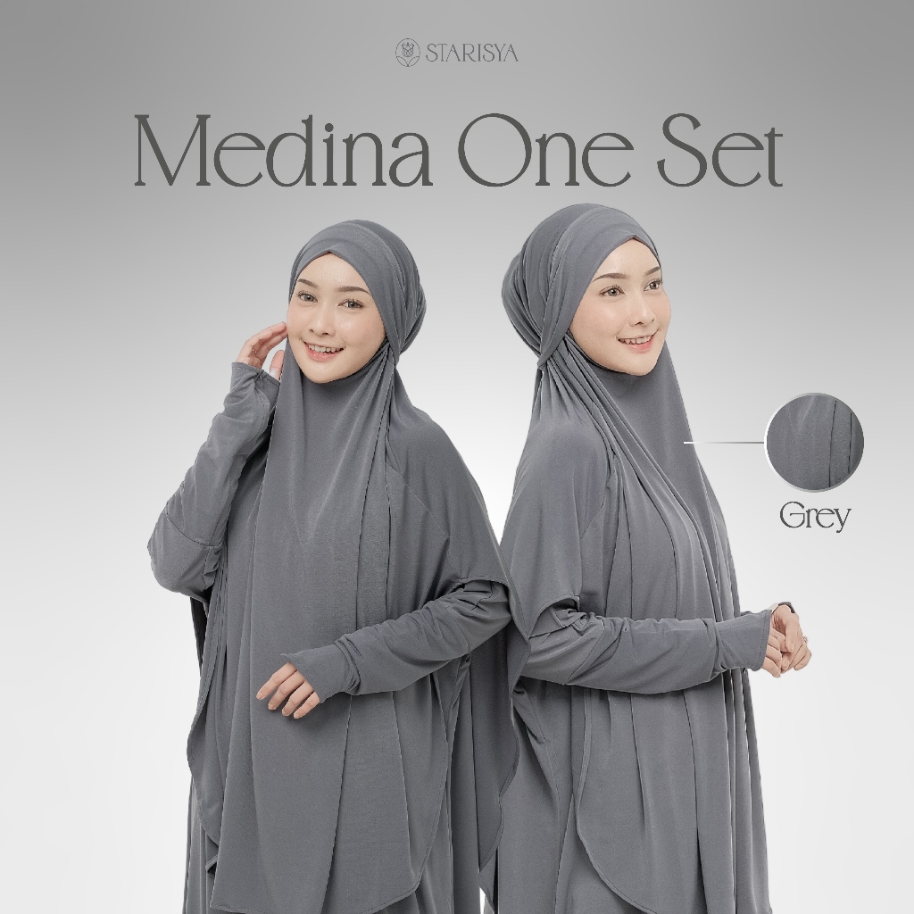 Jual Starisya - Medina One Set Khimar Syari Instan Premium (Grey ...