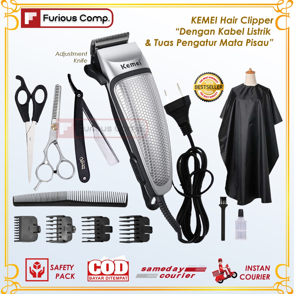 Jual Mesin Cukur Rambut Listrik Kabel Kemei Elektrik Hair Clipper Alat Pangkas Cukuran Rambut ...