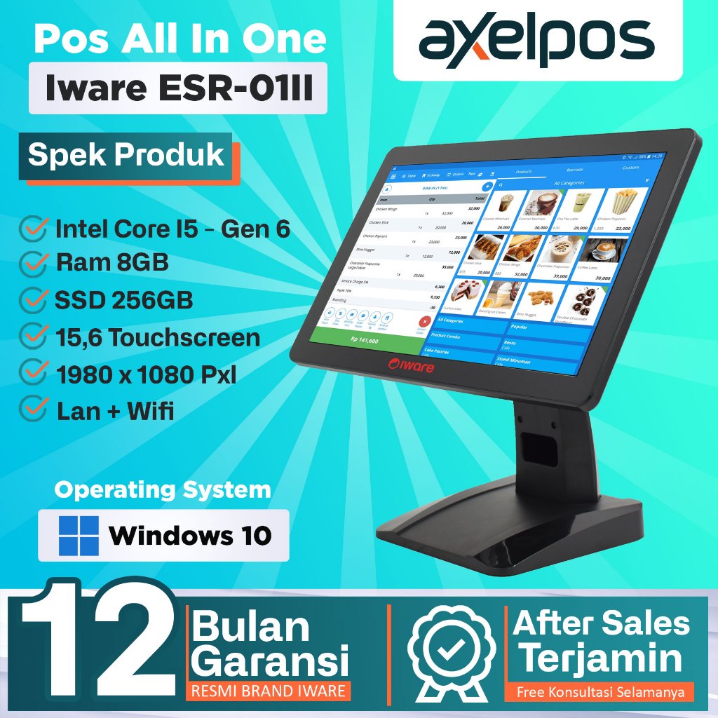 Jual Pos All In One Mesin Kasir Touchscreen Single Display 15" Intel Core I5 Iware ES-R01II ...