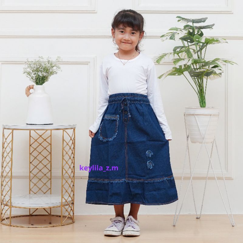 Jual ROK JEANS KASUAL ANAK MODIS MODEL A-LINE DENGAN KARET PINGGANG DAN ...
