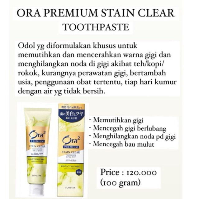 Jual ORA PREMIUM STAIN CLEAR TOOTHPASTE | Shopee Indonesia