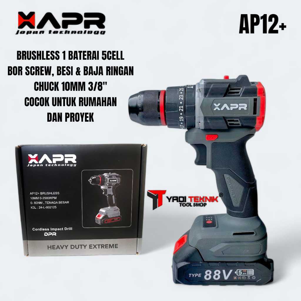 Jual APR BOR CORDLESS BRUSHLESS TYPE AP12+ 10mm keyless auto lock mesin ...