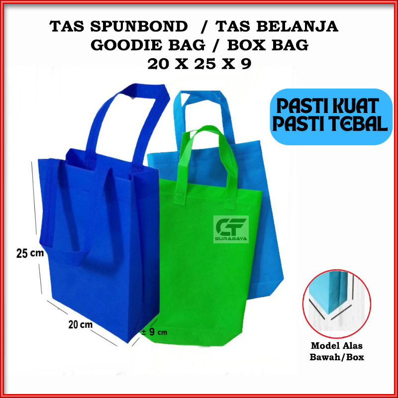 Jual Tas Spunbond Goodie Bag Tali Ukuran 20x25x9 Tas Box Bag Spondbond ...