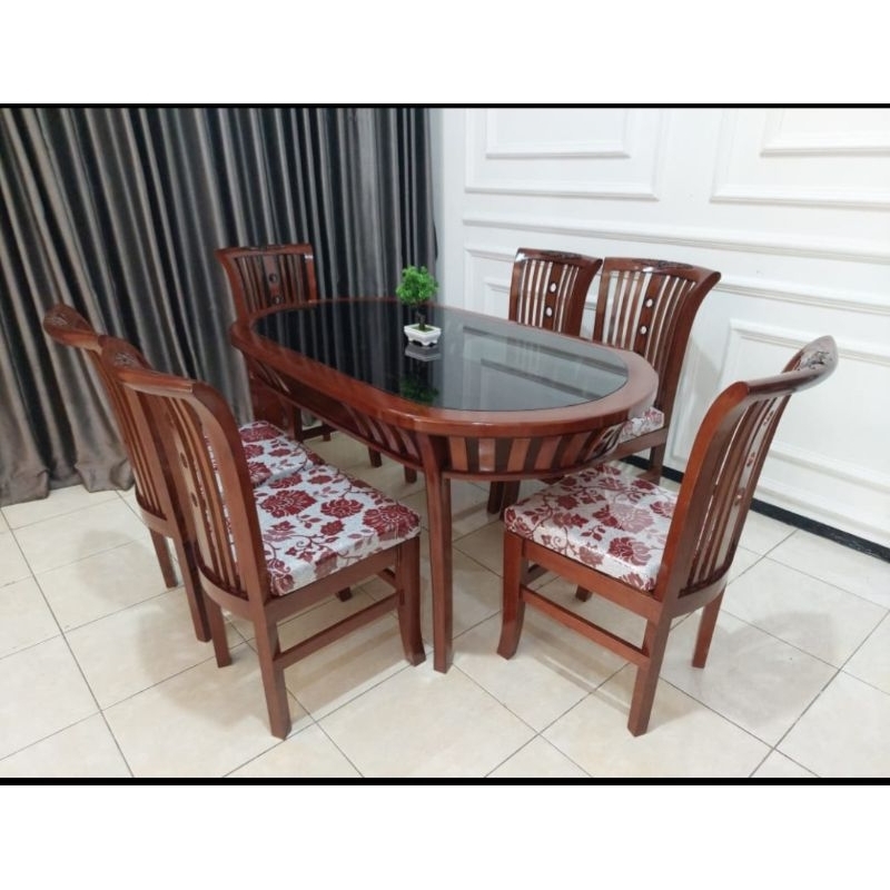 Jual Meja Makan 6 Kursi minimalis Kayu alba dan Mahoni super awet ...