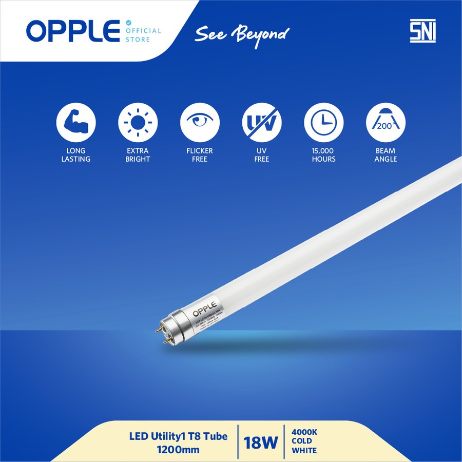 Jual OPPLE Lampu LED T8 Utility Double End 1200mm 18 Watt 4000K ...