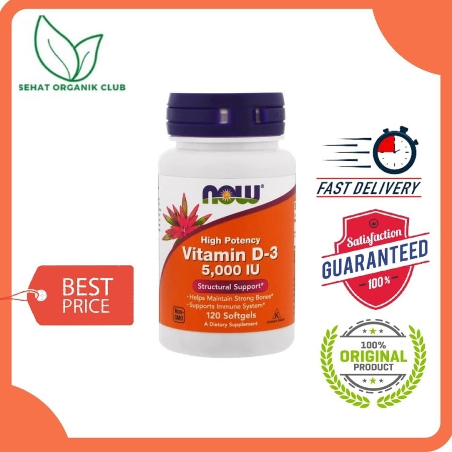 Jual Now Foods Vitamin D-3 D3 D 3 5000 iu 5.000 IU 120 Softgel Now Vit D3 | Shopee Indonesia