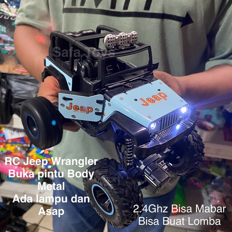 Jual Mainan Mobil Renote Control RC New Jeep wrangler Spray Body Metal Buka Pintu, Mobil Remote ...
