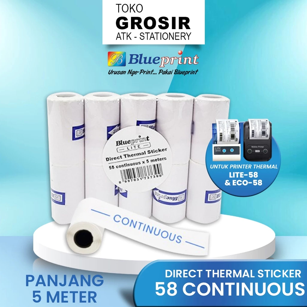 Jual (LIVE) 58x5 R Resi Label Pengiriman 58mm Kertas Thermal Sticker ...