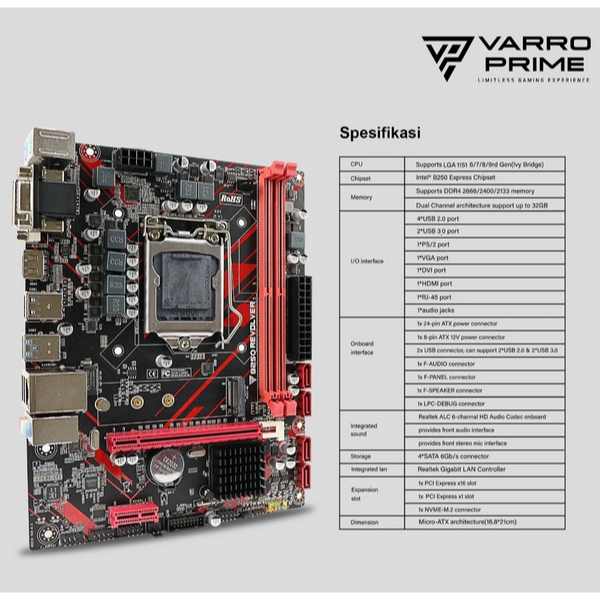 Jual Motherboard Gaming B250 REVOLVER VARRO SUPPORT NVME RESMI | Shopee ...